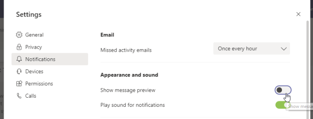 How to disable message preview when you receive a Microsoft Teams ...